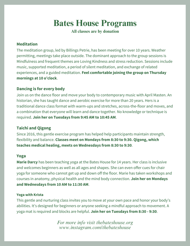 Classes – The Bates House Setauket, NY
